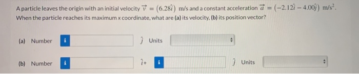 Solved A particle leaves the origin with an initial velocity | Chegg.com