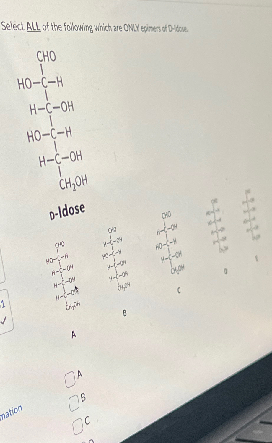 Solved Select ALL of the following which are ONLY epimers of | Chegg.com