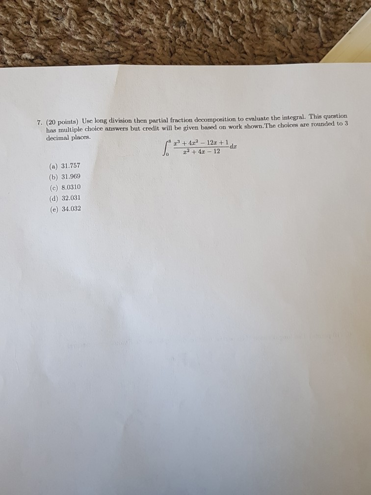 Solved use long division then partial fraction decomposition | Chegg.com