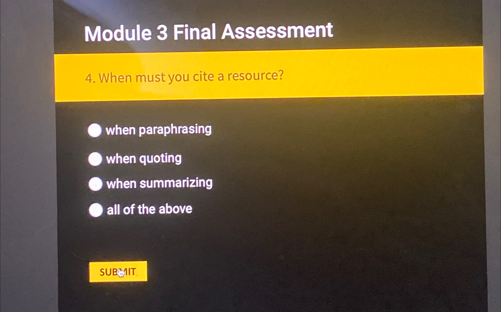 Solved Module 3 ﻿Final Assessment4. ﻿When must you cite a | Chegg.com