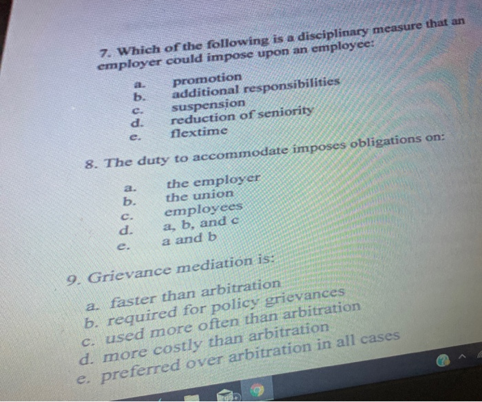 Solved 7. Which of the following is a disciplinary measure | Chegg.com