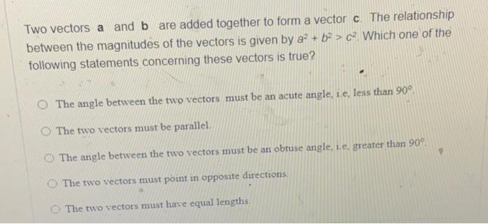 Solved Two vectors a and bare added together to form a | Chegg.com