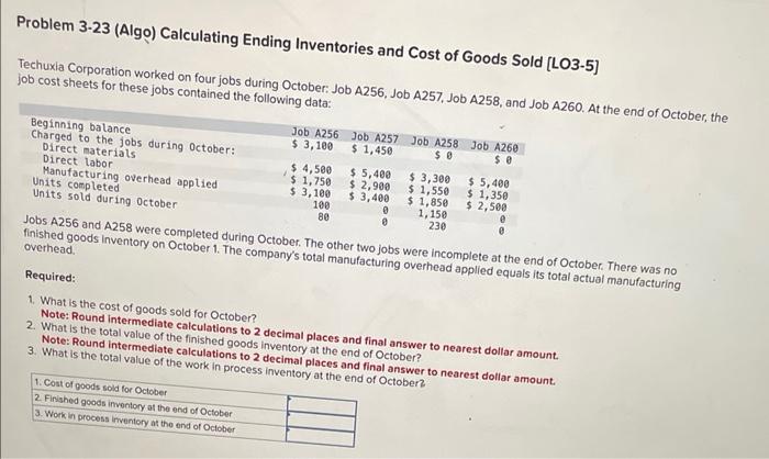 Solved Problem 3-23 (Algo) Calculating Ending Inventories | Chegg.com