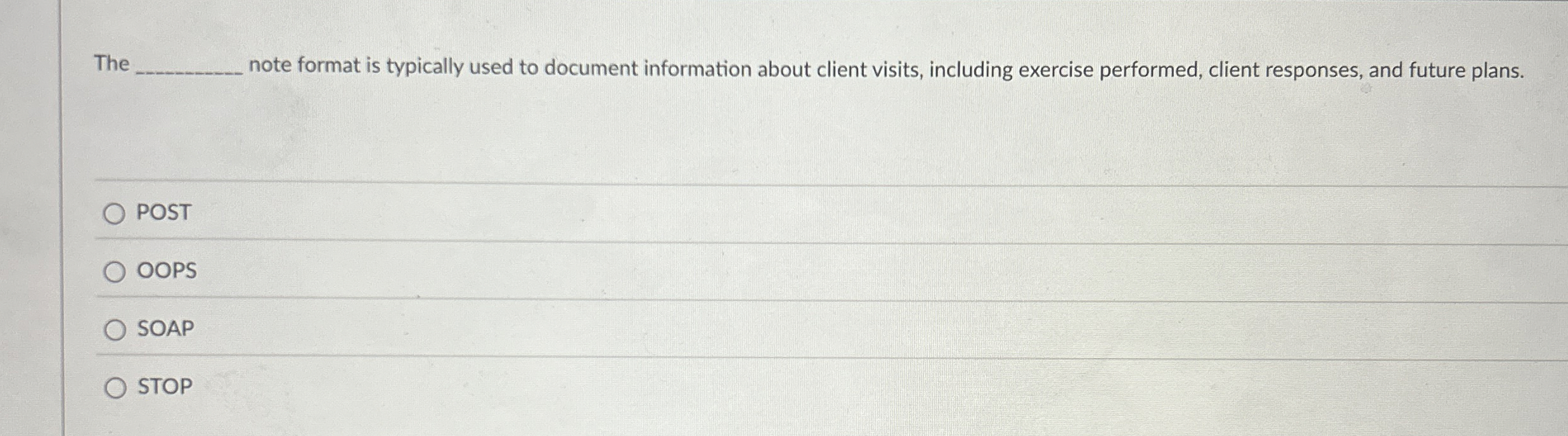 Solved Thenote format is typically used to document | Chegg.com