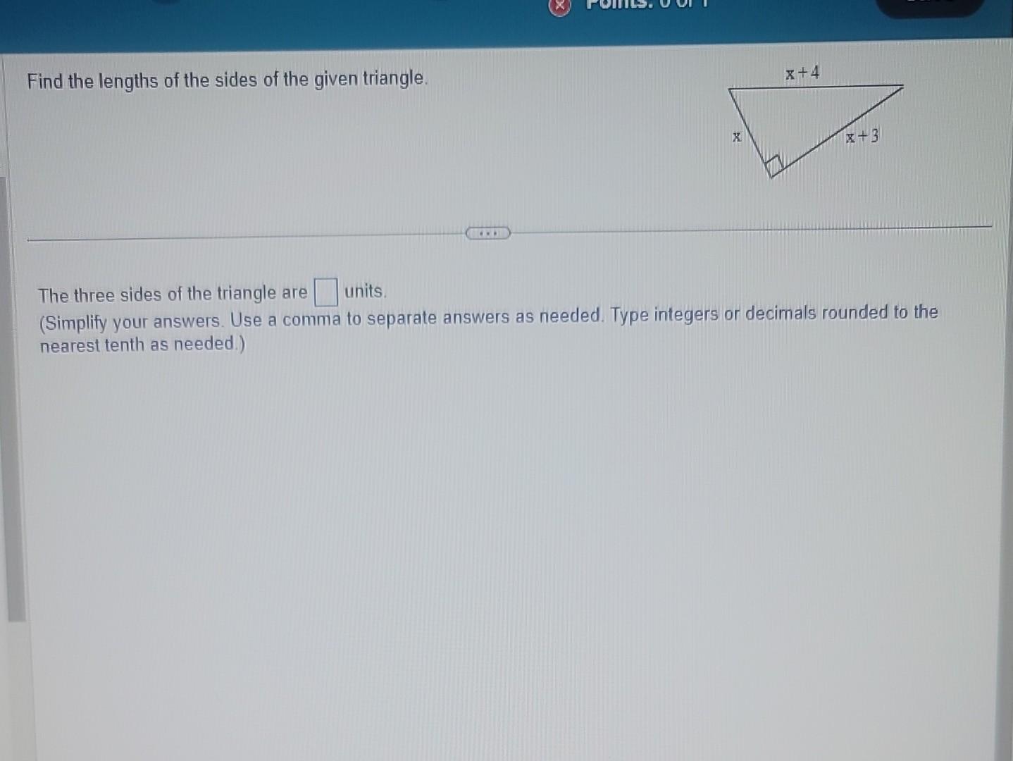 Solved Find the lengths of the sides of the given triangle. | Chegg.com