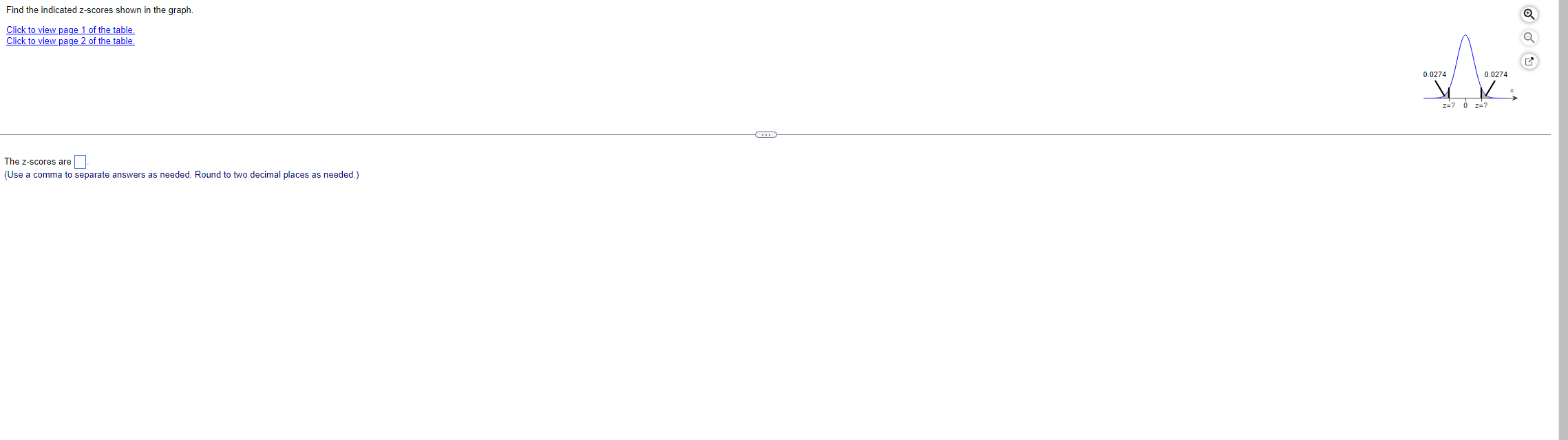 Find the indicated z-scores shown in the graph.Click | Chegg.com
