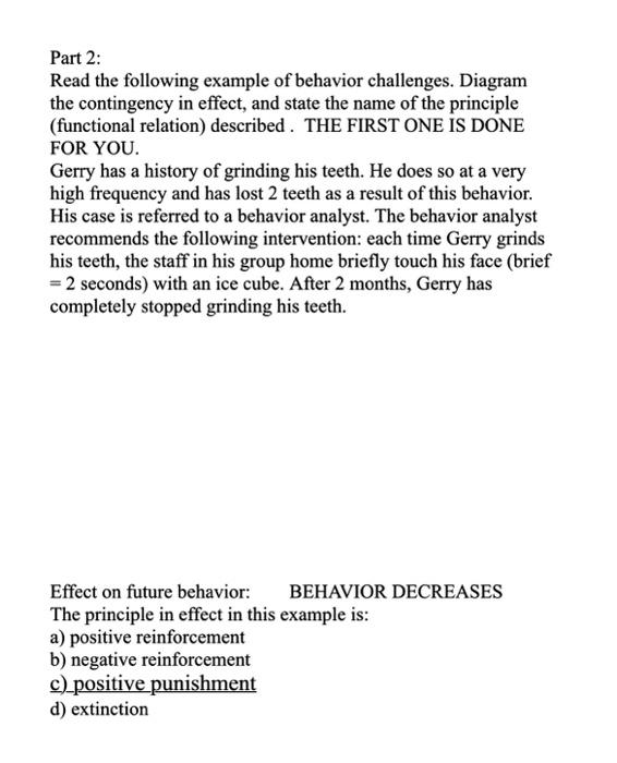 Solved Part 2: Read the following example of behavior | Chegg.com