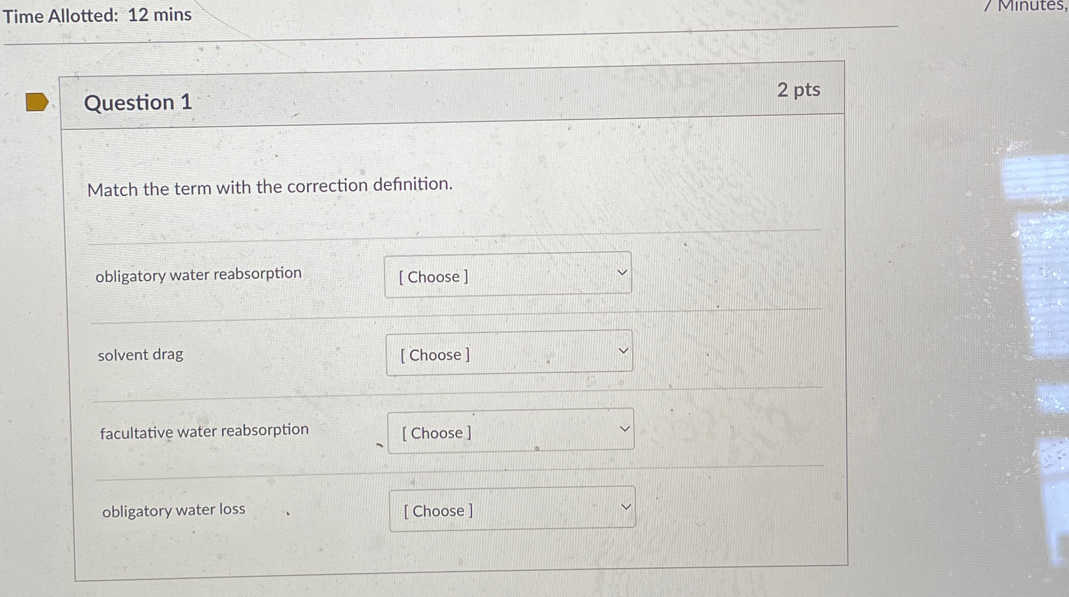 Solved Time Allotted: 12 ﻿minsMinutes,Question 12ptsMatch | Chegg.com