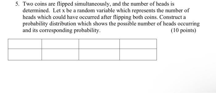 Solved 5. Two coins are flipped simultaneously, and the | Chegg.com