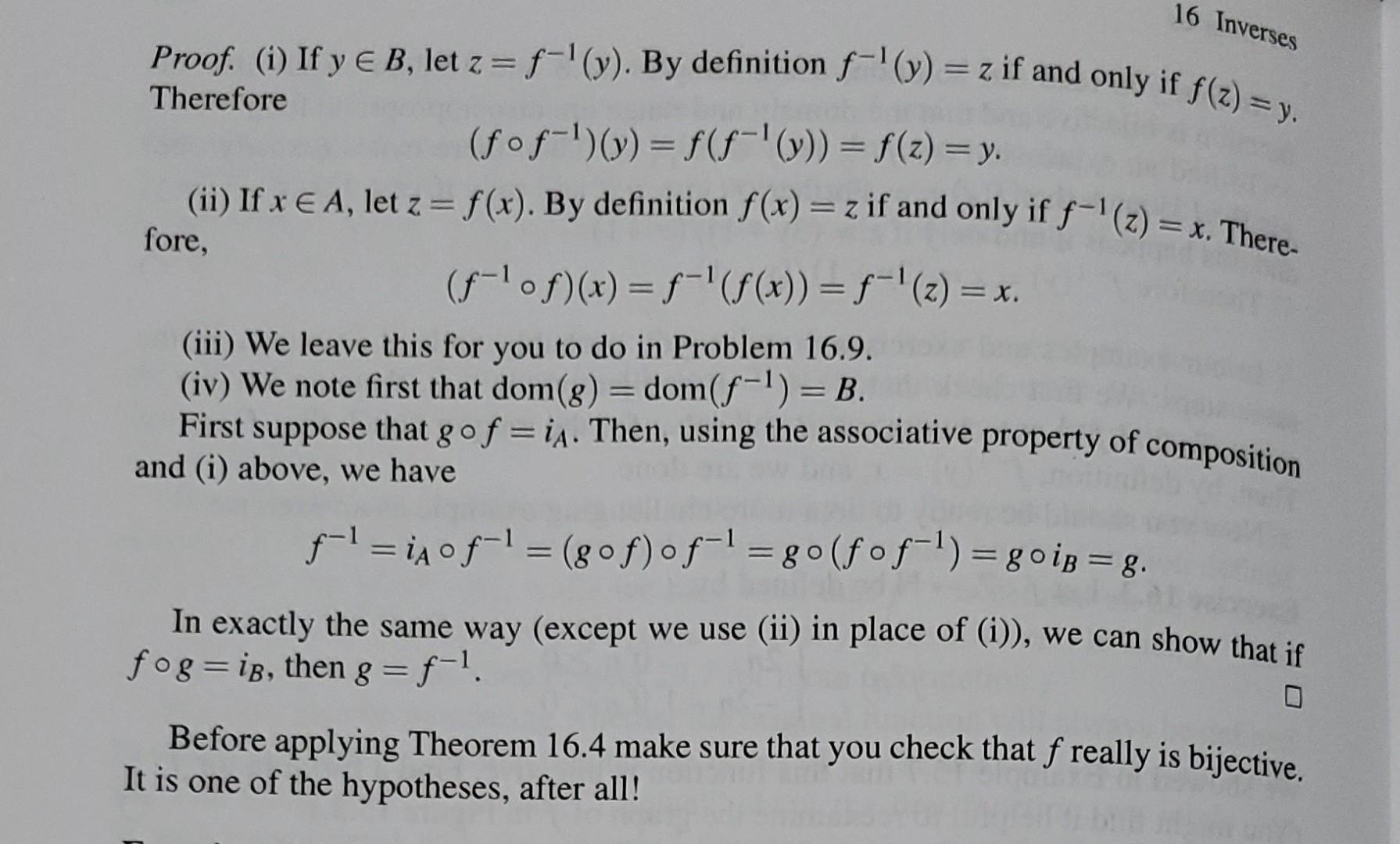 Solved a) Prove that if f: X Y is a bijection and g: Y →X | Chegg.com