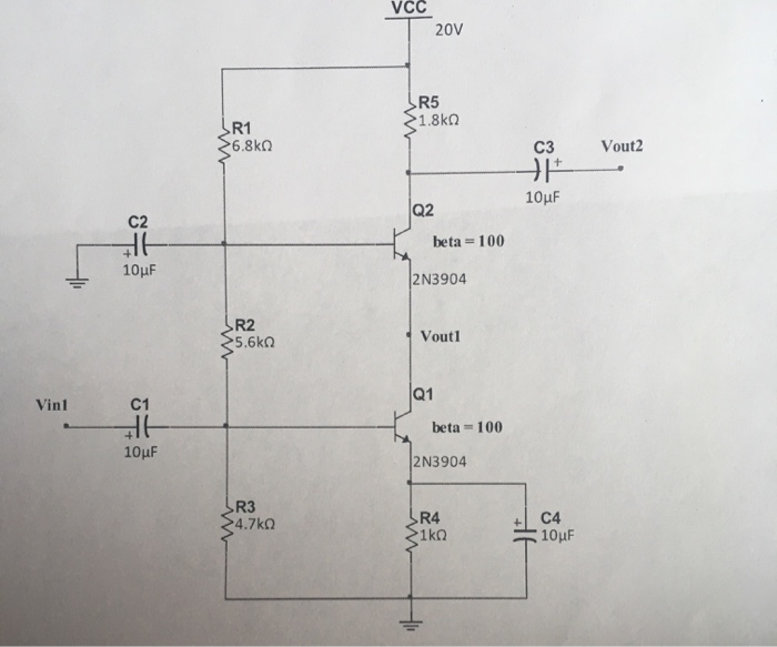 Solved Calculate Vb1 & Vb2, Ve1 & Ve2, Vc1 & Vc2, Ie1 & Ie2 | Chegg.com