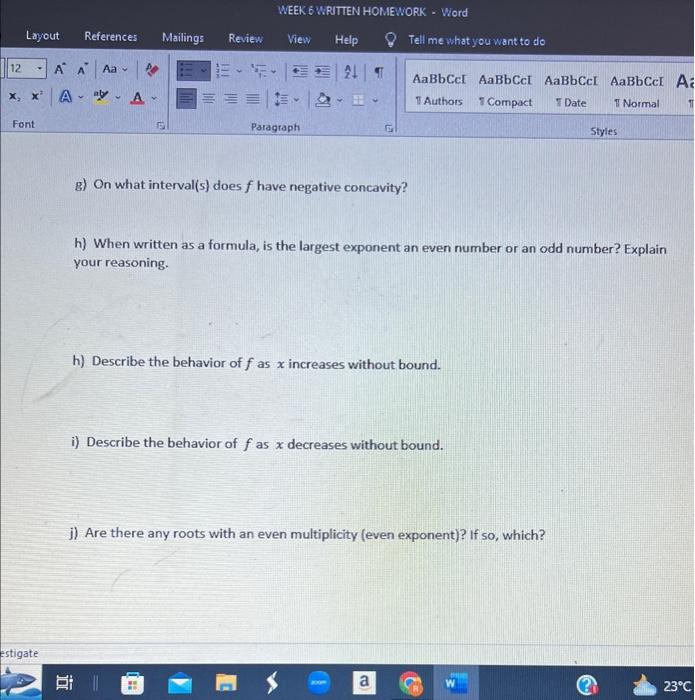 Solved WEEK 6 WRITTEN HOMEWORK SHOW ALL WORK TO RECEIVE | Chegg.com