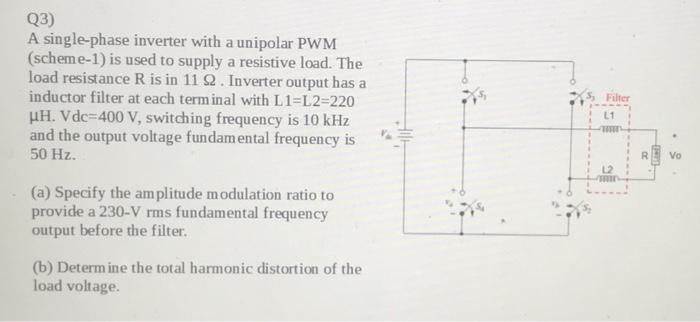 Solved Q3) A single-phase inverter with a unipolar PWM | Chegg.com