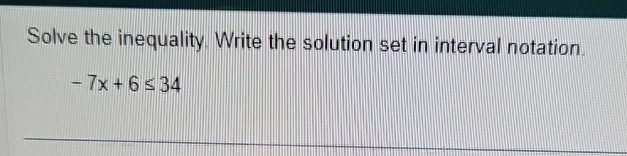 Solved Solve the inequality. Write the solution set in | Chegg.com