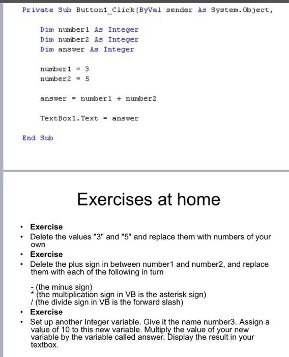 Solved Private Sub Button1_Click(ByVal sender As | Chegg.com