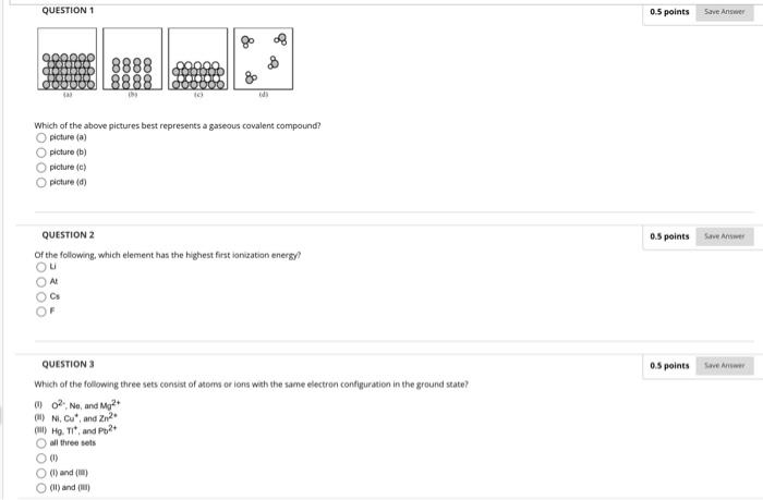 Solved Which of the above pictures best represents a gaseous | Chegg.com