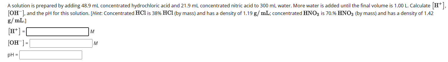Solved A solution is prepared by adding 48.9mL ﻿concentrated | Chegg.com
