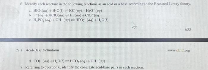 Solved 6. Identify each reactant in the following reactions | Chegg.com