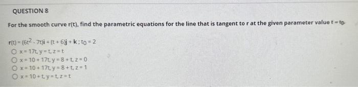 Solved For the smooth curve r(t), find the parametric | Chegg.com