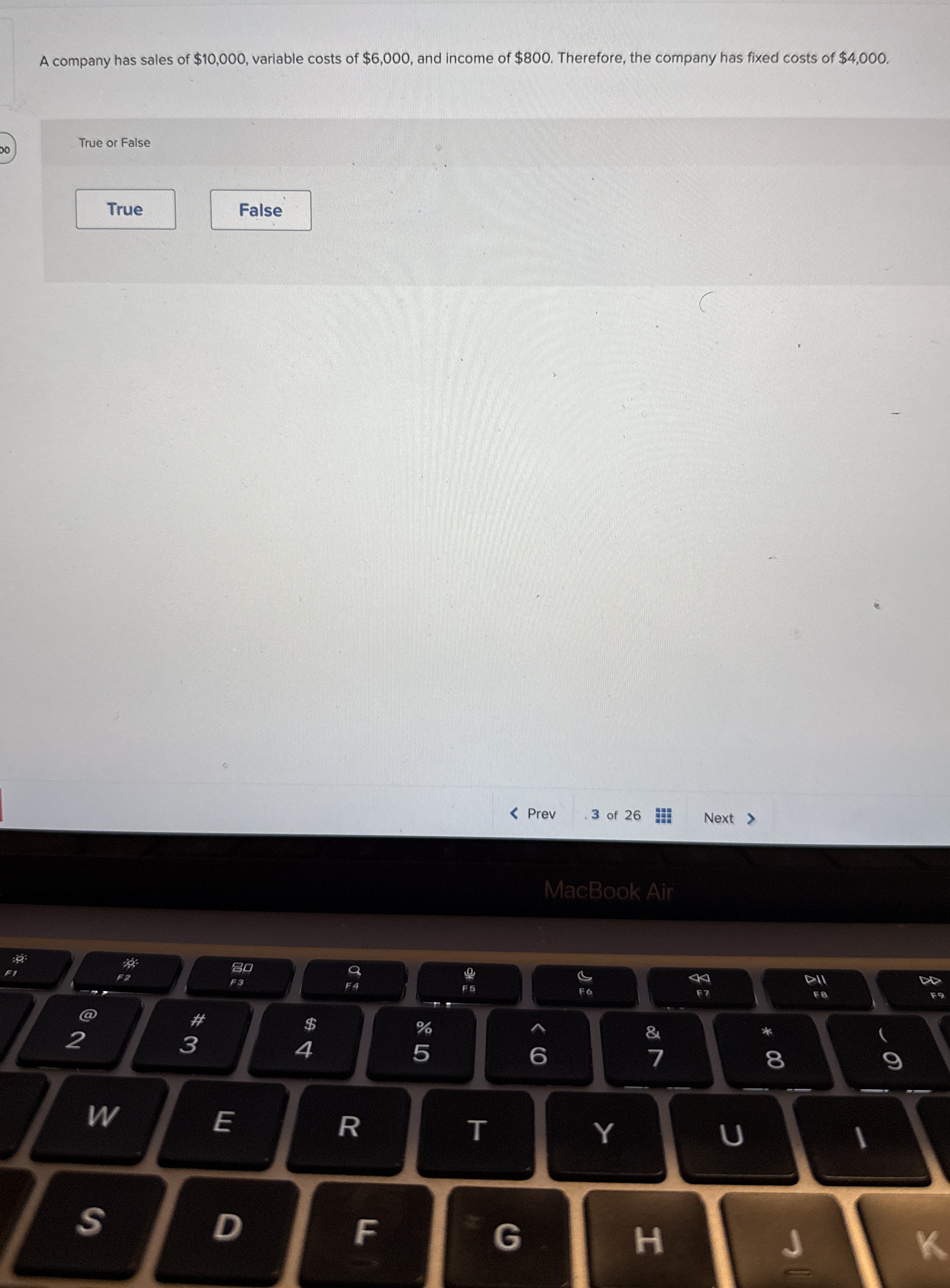 Solved A company has sales of $10,000, ﻿variable costs of | Chegg.com