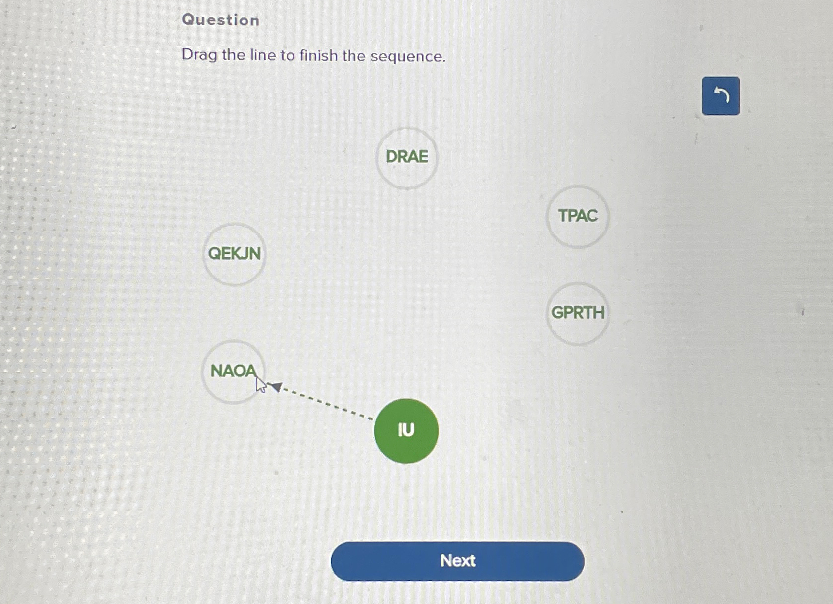 Solved QuestionDrag the line to finish the sequence.QEKJN | Chegg.com