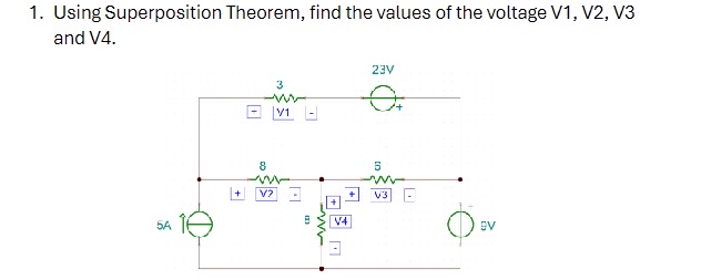 Using Superposition Theorem, find the values of the | Chegg.com