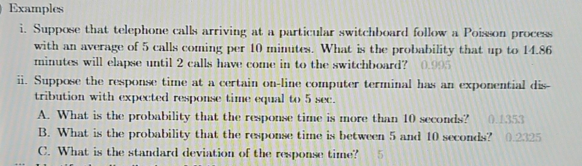 Solved i. Suppose that telephone calls arriving at a | Chegg.com