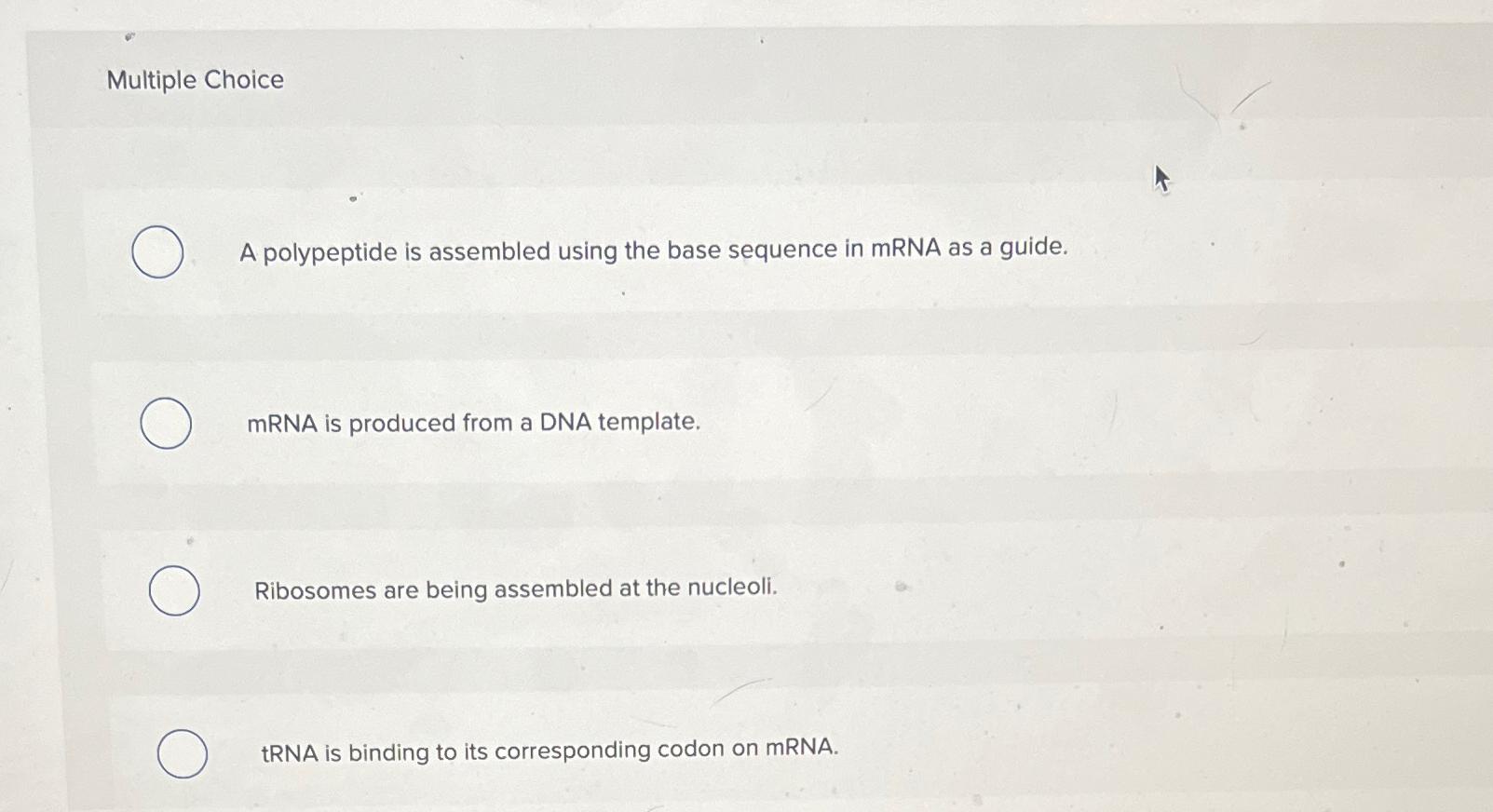 Solved Multiple ChoiceA polypeptide is assembled using the | Chegg.com