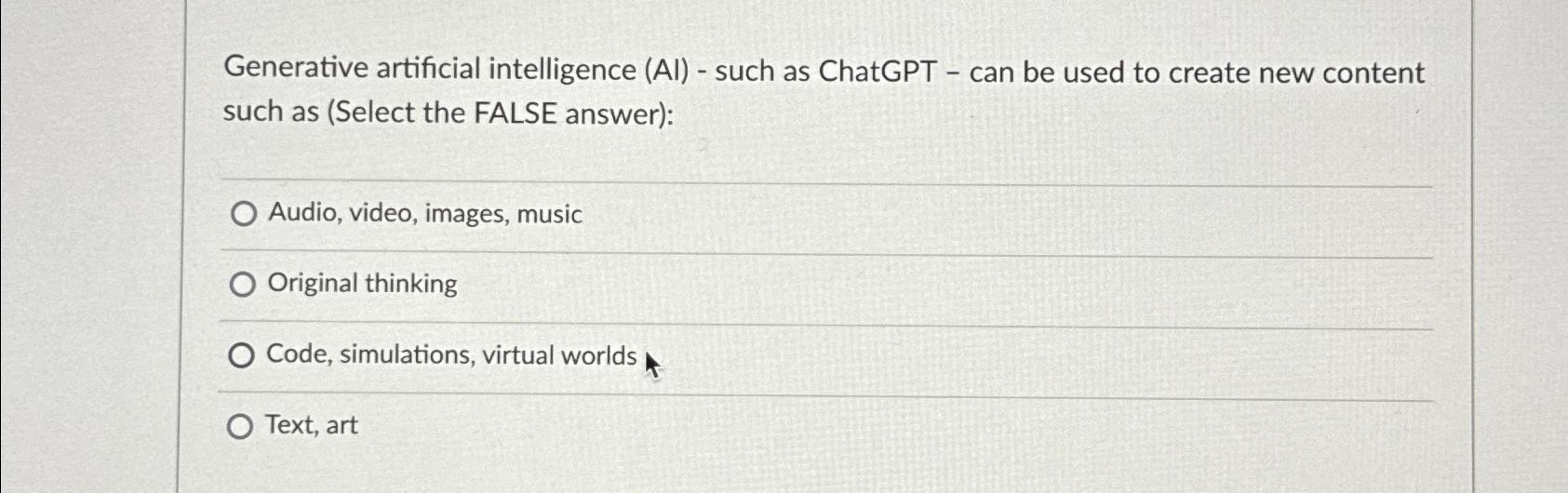 Solved Generative artificial intelligence (AI) - ﻿such as | Chegg.com
