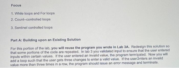 Solved Focus 1. While loops and For loops 2. | Chegg.com