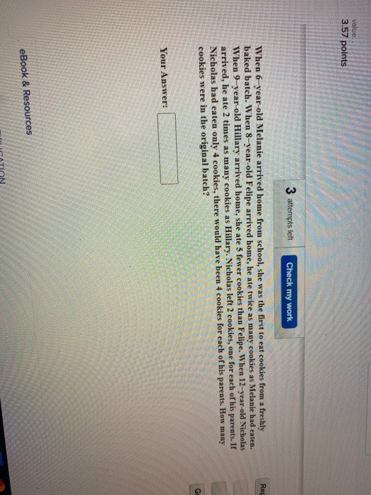 Solved value 3.57 points 3 attempts left Check my work Reg | Chegg.com