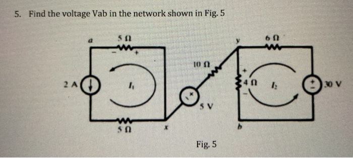 Solved 5. Find the voltage Vab in the network shown in Fig. | Chegg.com