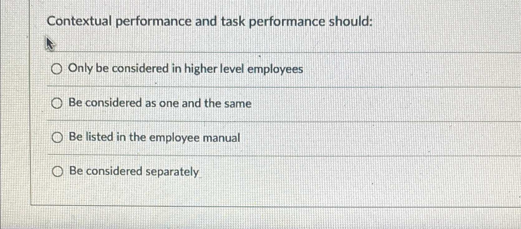 Solved Contextual performance and task performance | Chegg.com