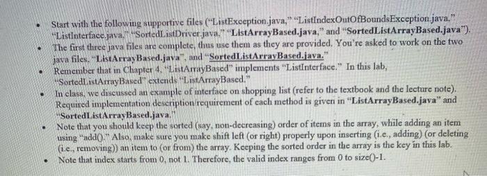 Solved Must Be In Java Implement A Sortedlistarraybased