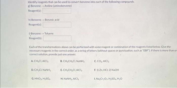 Solved Identify reagents that can be used to convert benzene | Chegg.com
