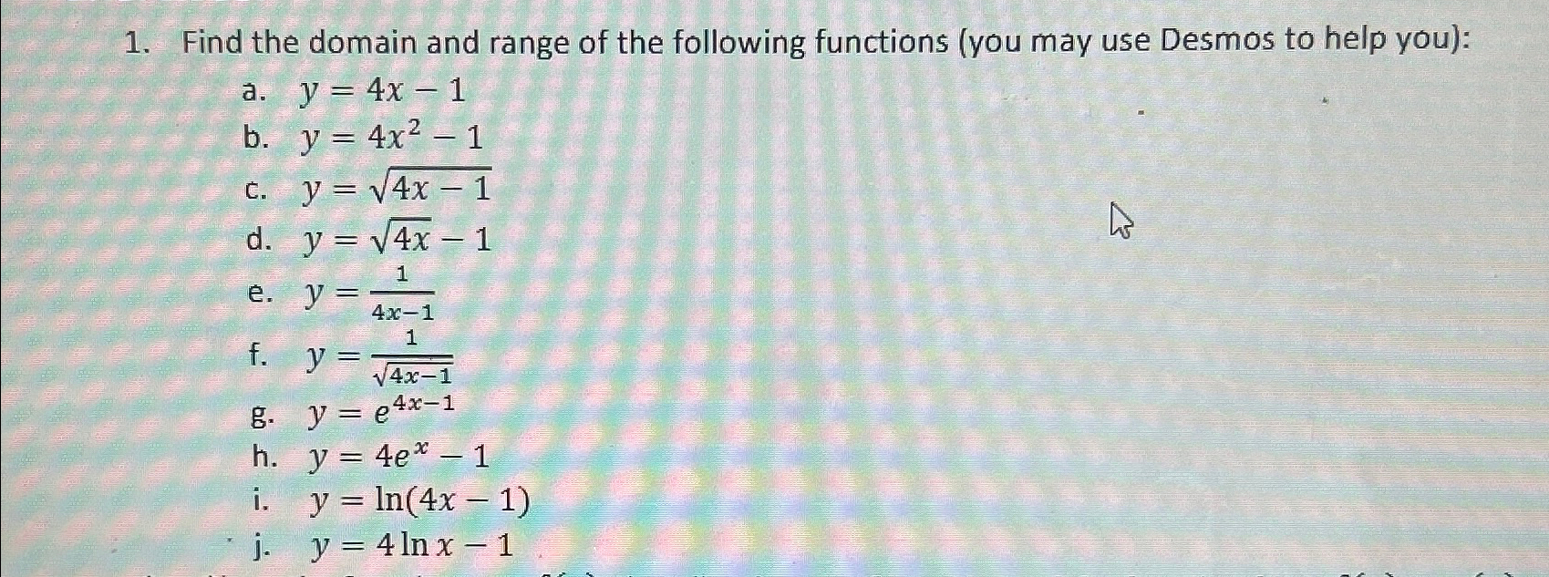 Solved Find the domain and range of the following functions | Chegg.com
