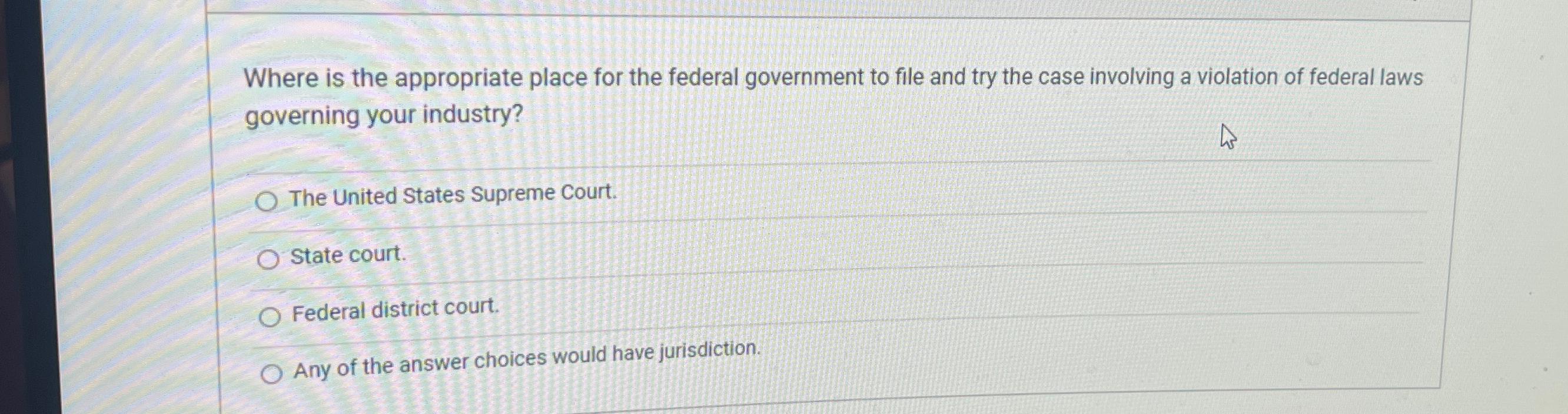 Solved Where is the appropriate place for the federal | Chegg.com