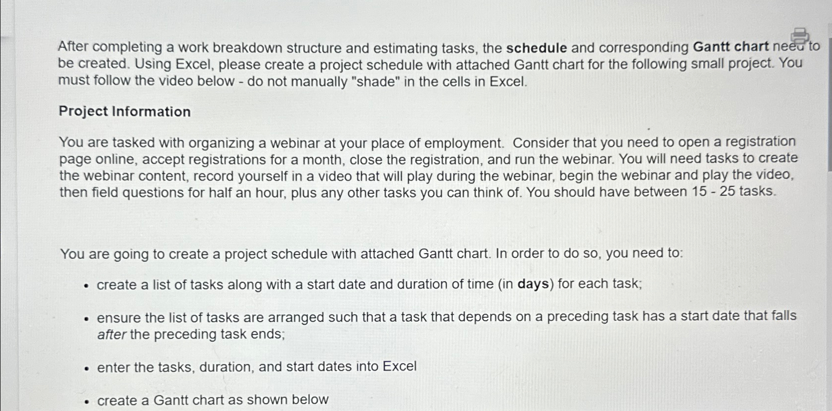 Solved After completing a work breakdown structure and | Chegg.com