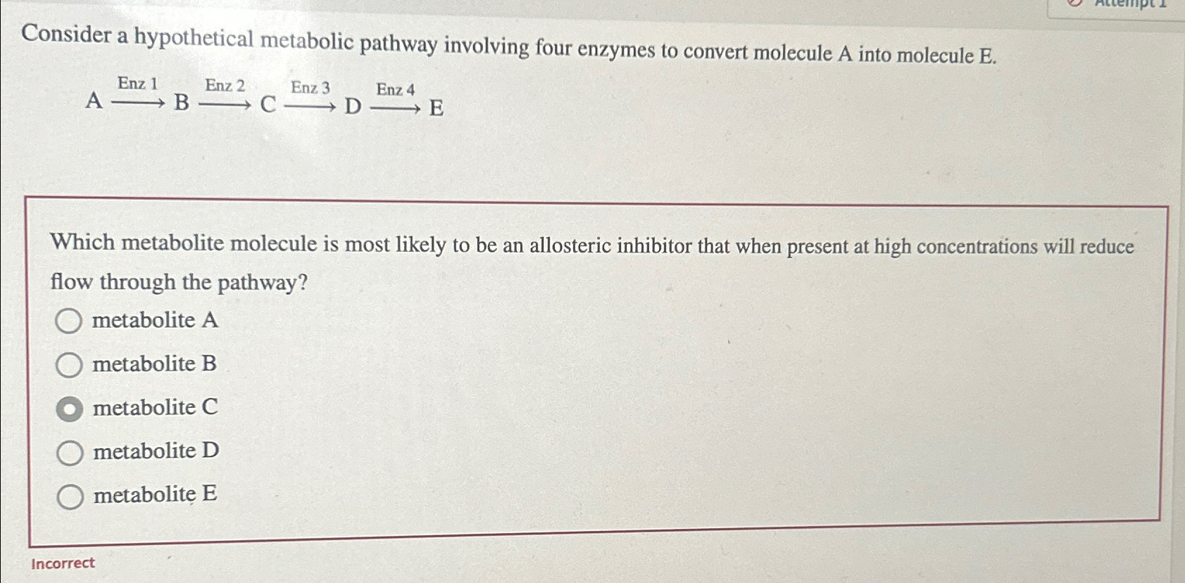 Solved Consider a hypothetical metabolic pathway involving | Chegg.com