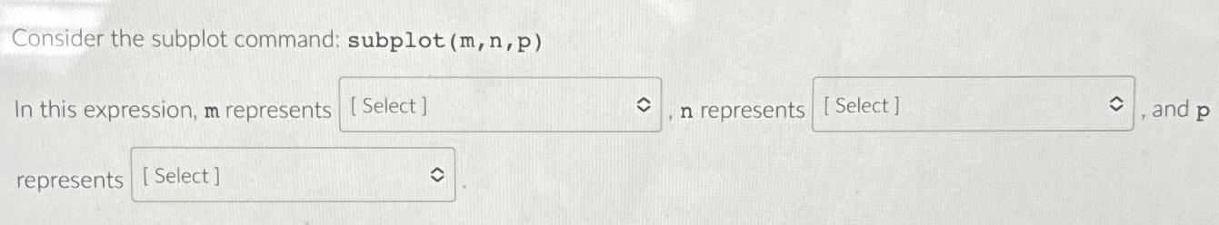 Solved Consider The Subplot Command Subplot Mnpin This 7707