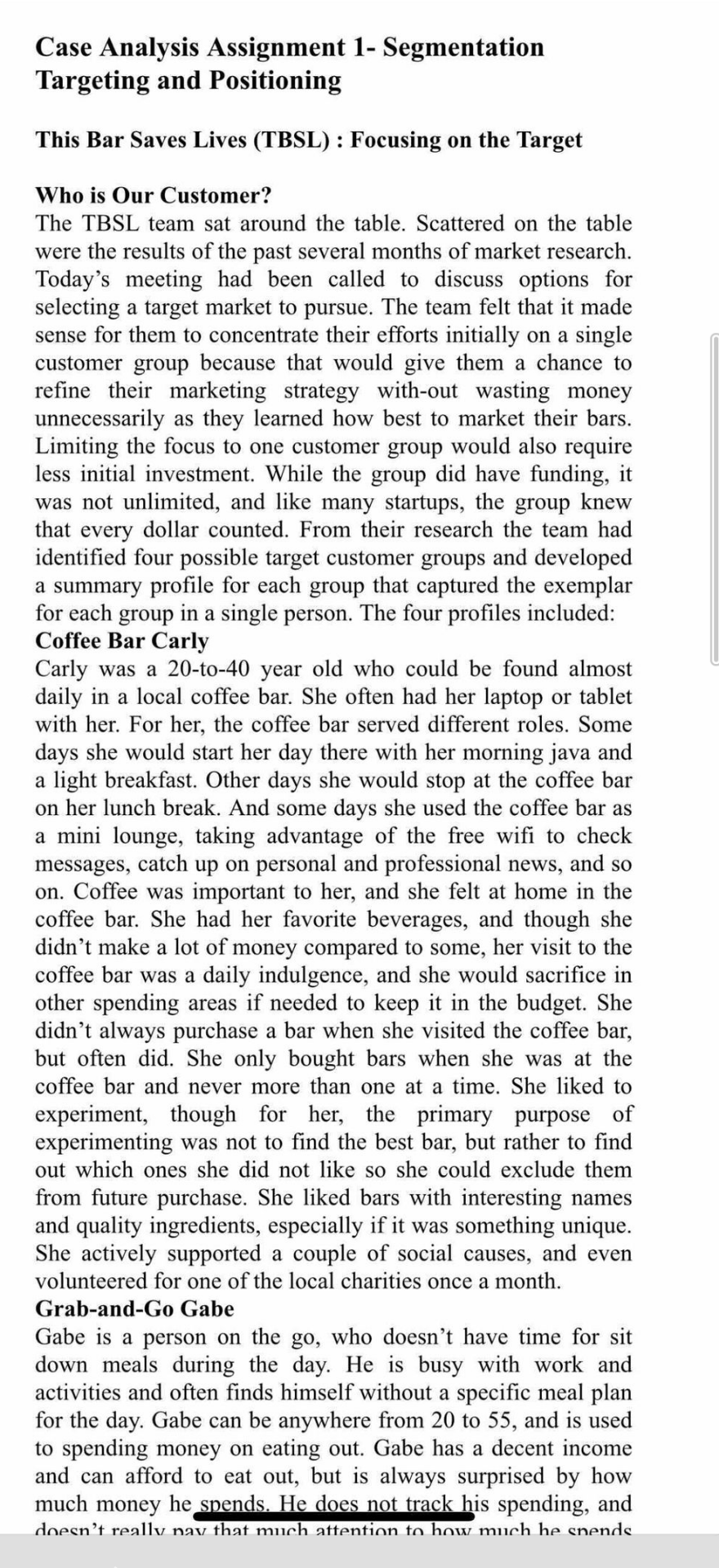 Solved Case Analysis Assignment 1- Segmentation Targeting | Chegg.com