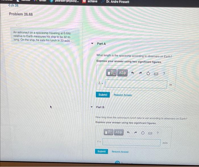 Solved pearson-physics achieve Dr. Andre Pinesett | Chegg.com