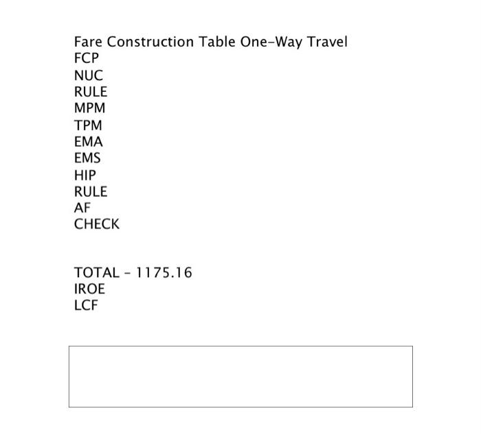 BASIC AIRFARE CONSTRUCTION Instruction: Using the | Chegg.com