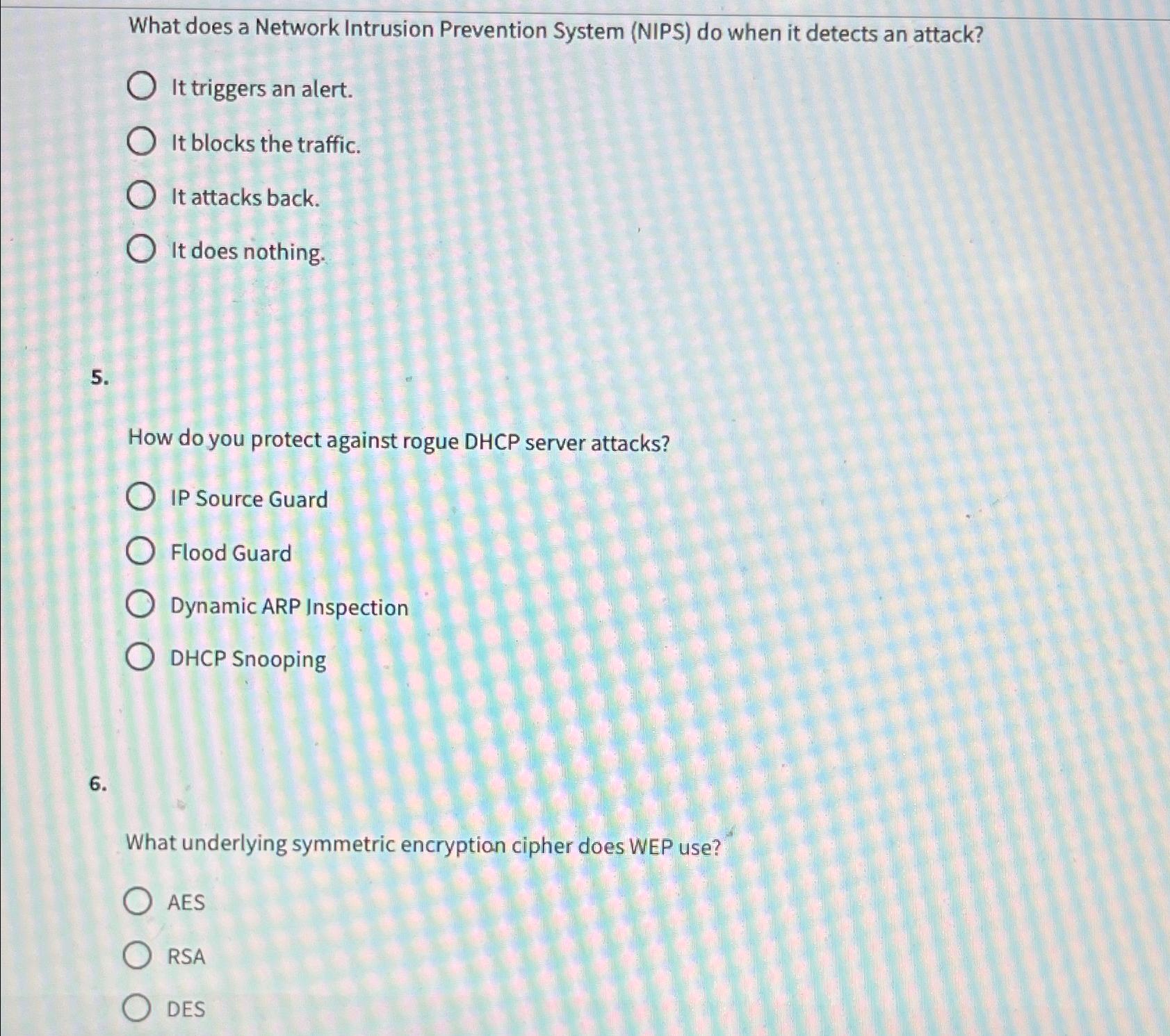 Solved What does a Network Intrusion Prevention System | Chegg.com