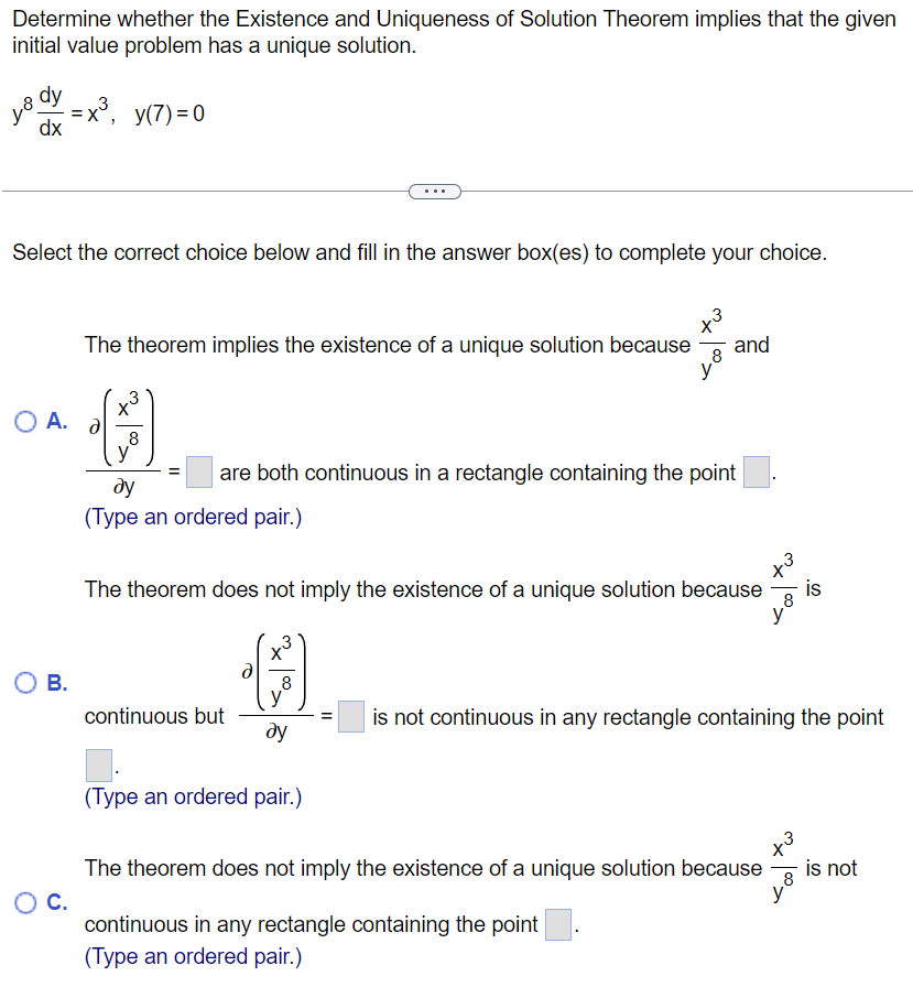 Solved Determine whether the Existence and Uniqueness of | Chegg.com