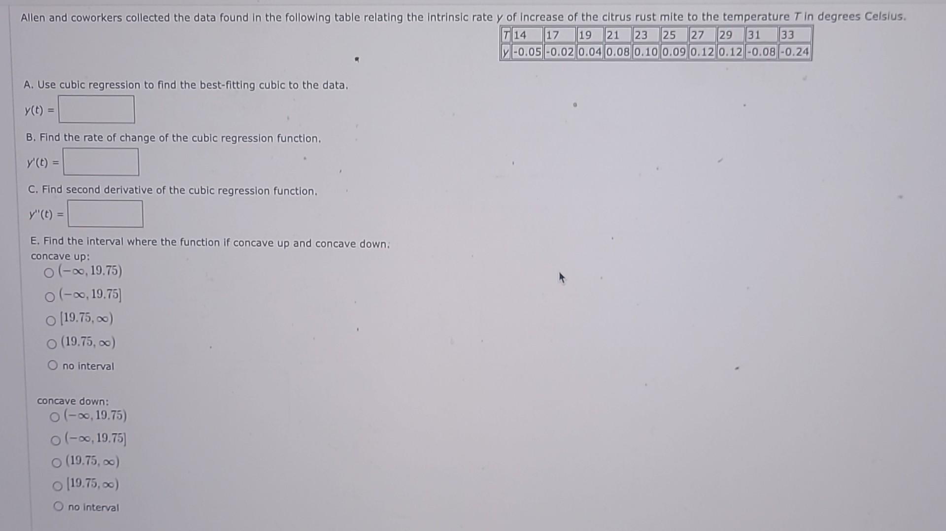 Solved A. Use cubic regression to find the best-fitting | Chegg.com