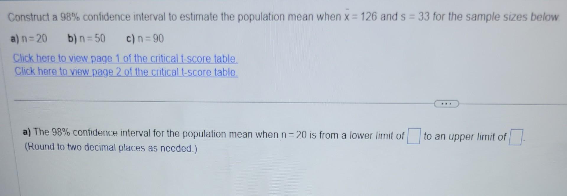Solved Construct a 98% ﻿confidence interval to estimate the | Chegg.com