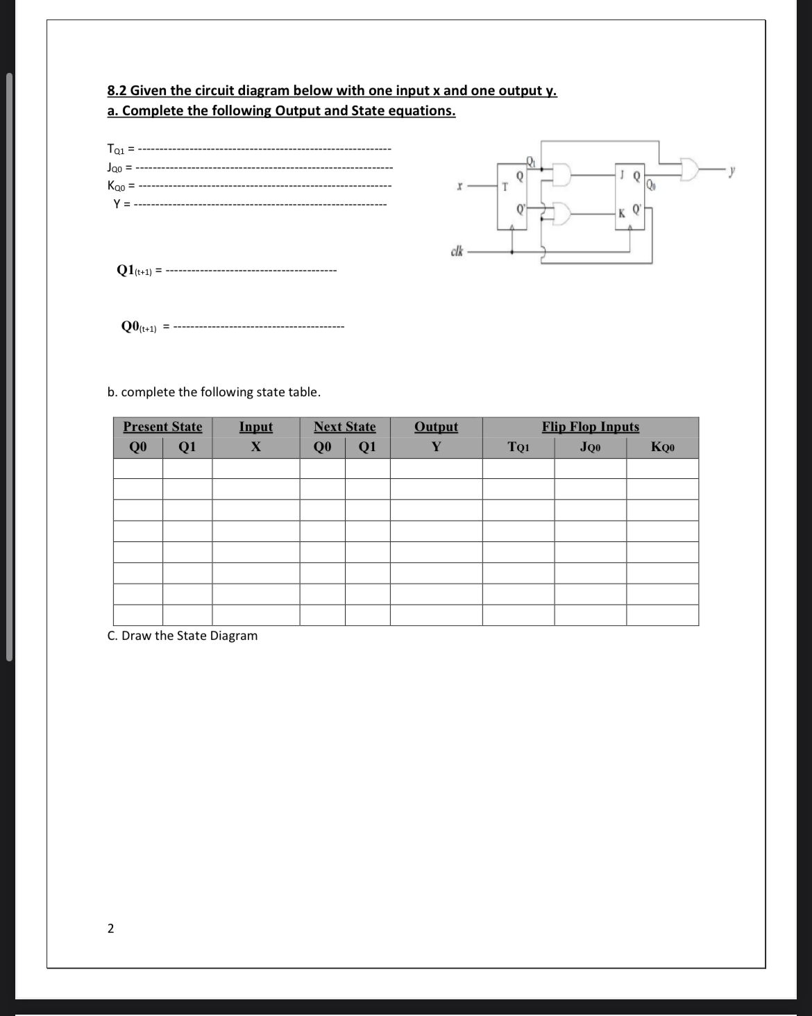 Solved 8.2 ﻿Given the circuit diagram below with one input x | Chegg.com