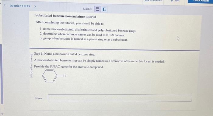 Solved Substituted benzene nomenclature tutorial After | Chegg.com