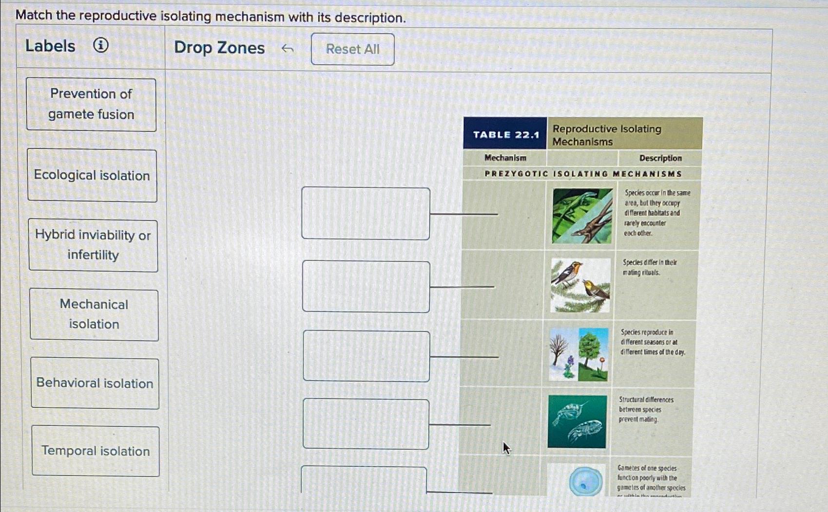 Solved Match the reproductive isolating mechanism with its | Chegg.com